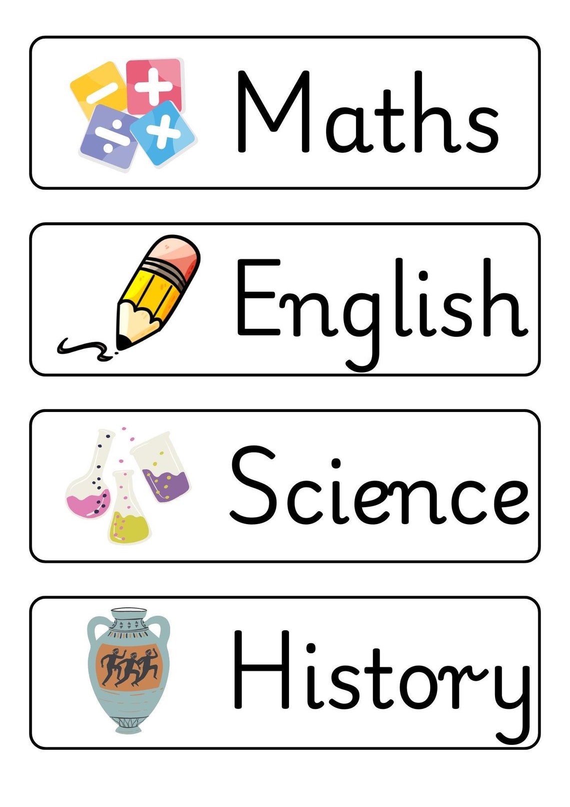 Classroom Subject Labels: Simple Visuals for Teacher Organization (PDF ...