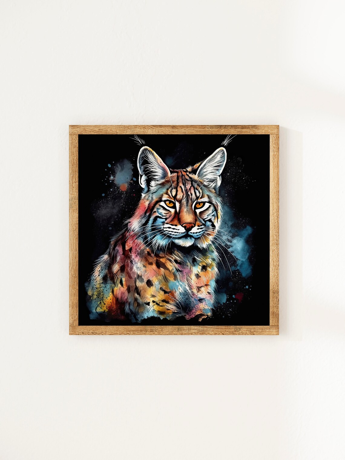 Watercolor Bobcat Digital Wall Art in Bright Colors Bobcat - Etsy
