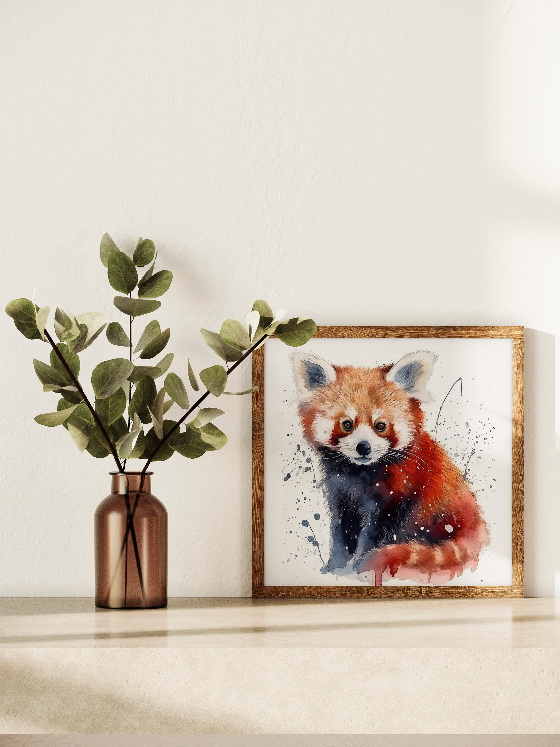 Watercolor Red Panda Digital Wall Art in Bright Colors Red Panda ...