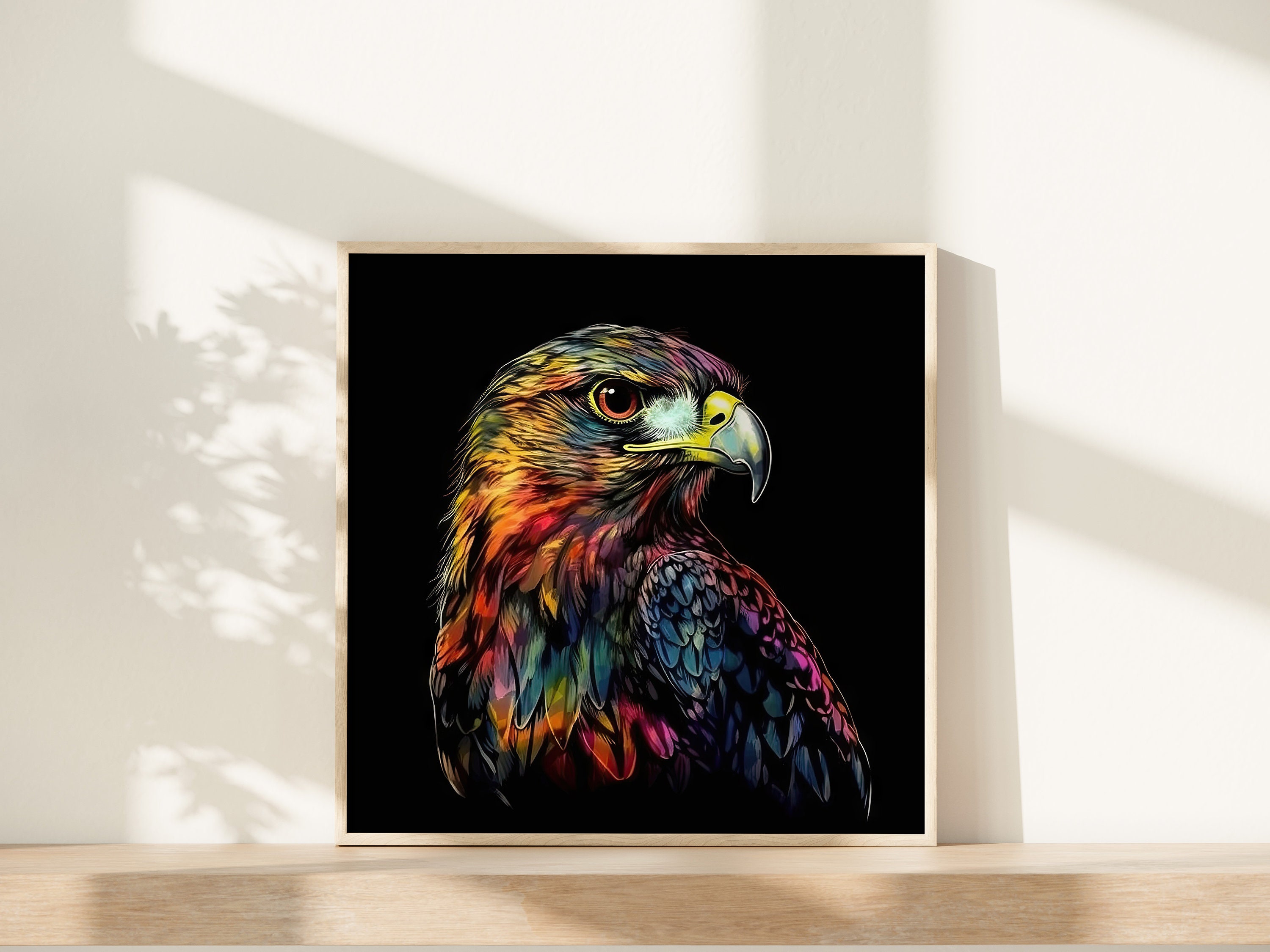 Watercolor Hawk Digital Wall Art in Bright Colors Hawk Artwork - Etsy
