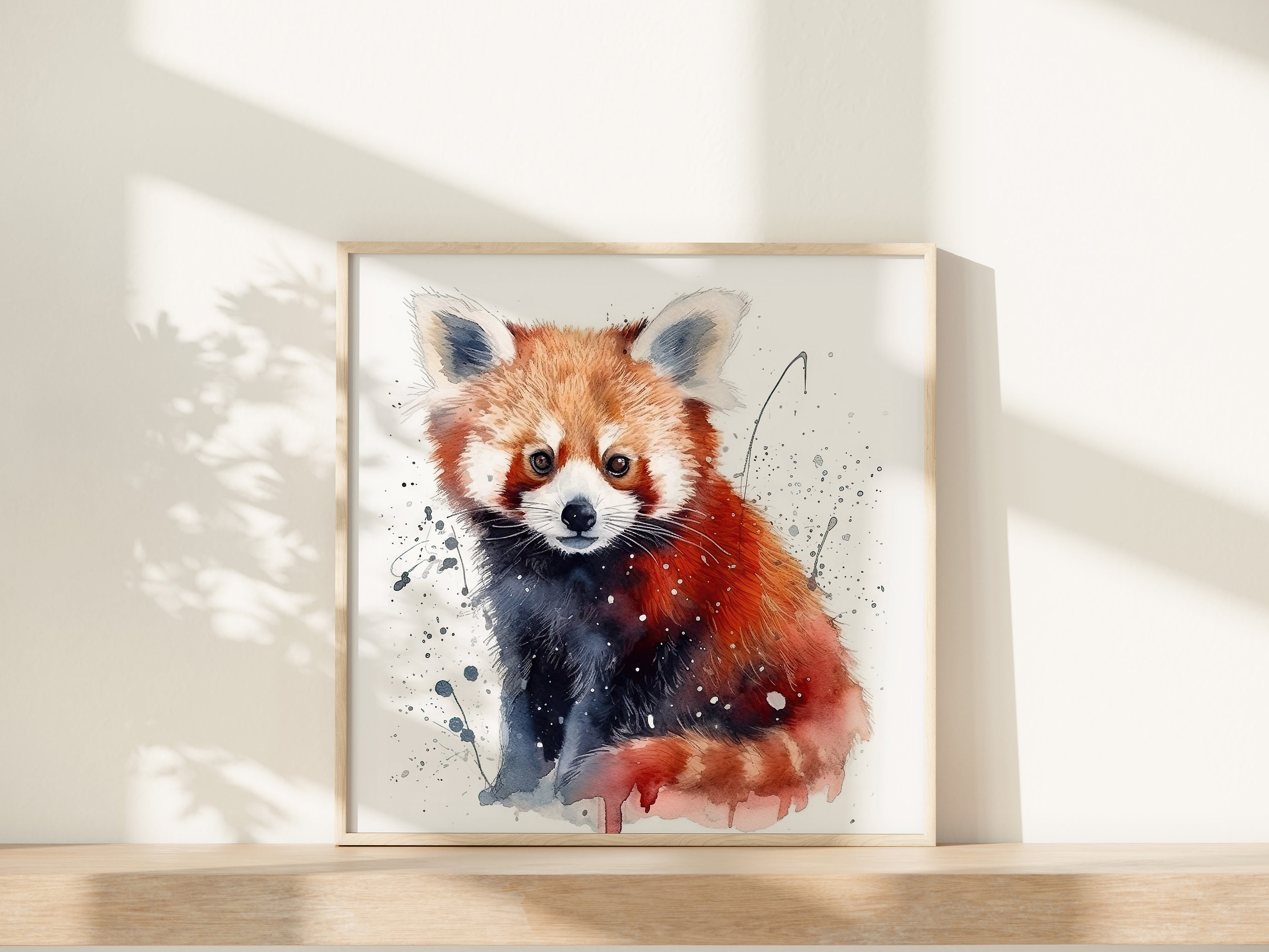 Watercolor Red Panda Digital Wall Art in Bright Colors Red Panda ...
