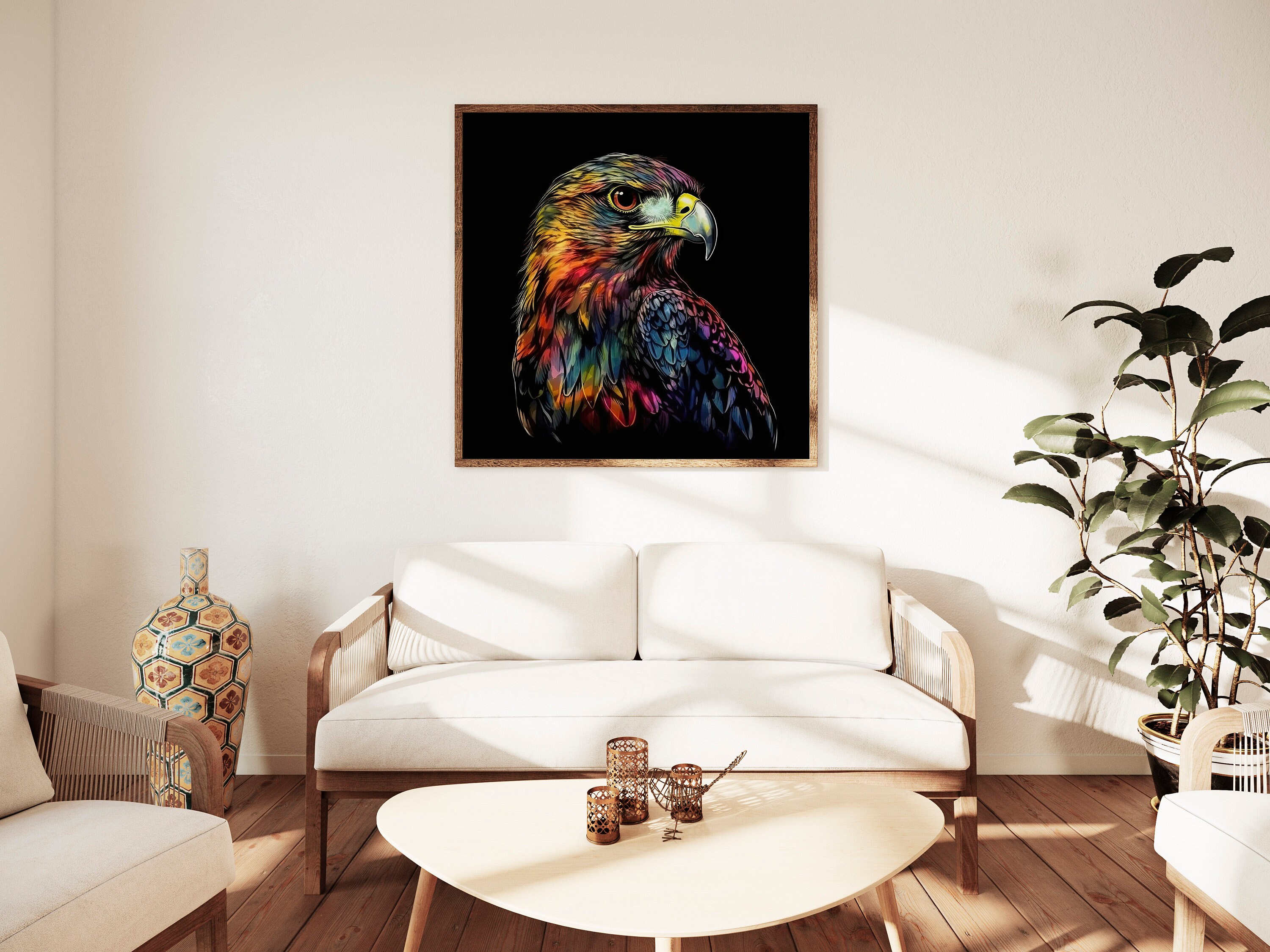 Watercolor Hawk Digital Wall Art in Bright Colors Hawk Artwork - Etsy