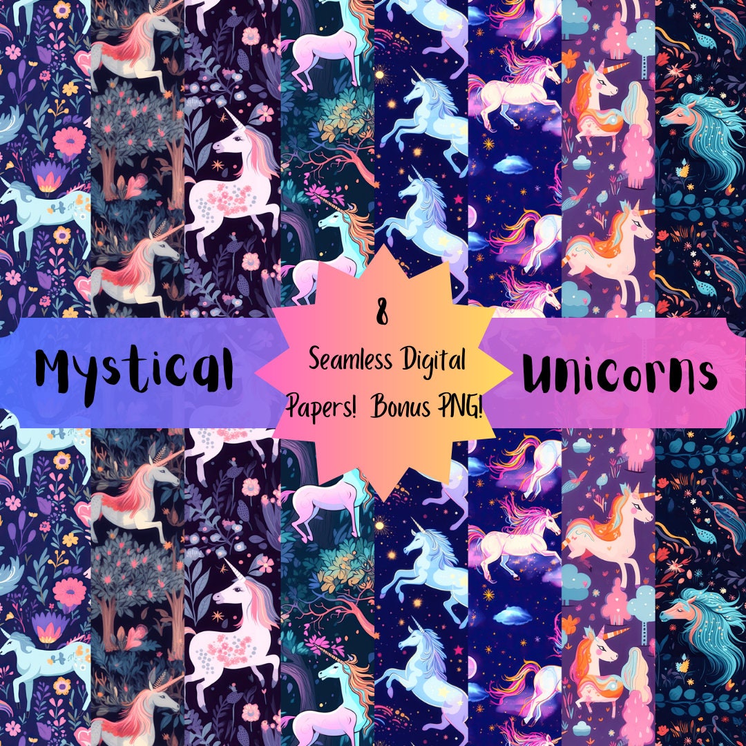 Seamless Mystical Unicorns Digital Art Style That Brings to Life the ...