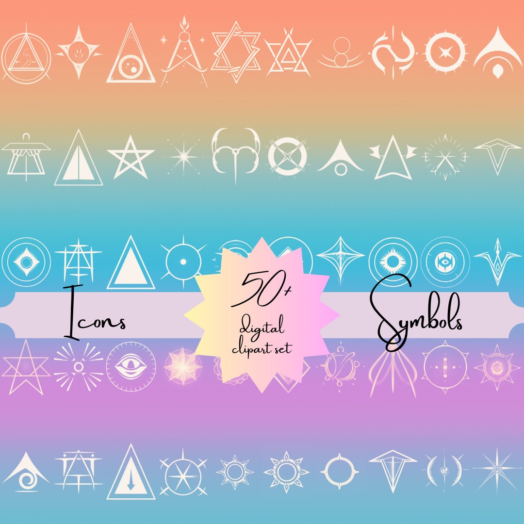 Icons Symbols Clipart Set - 50+ Transparent Icons - Etsy