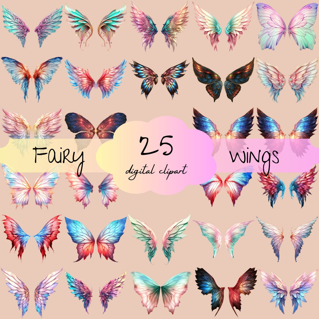 Fairy Wings Clipart Set - 25 Transparent Designs - Etsy