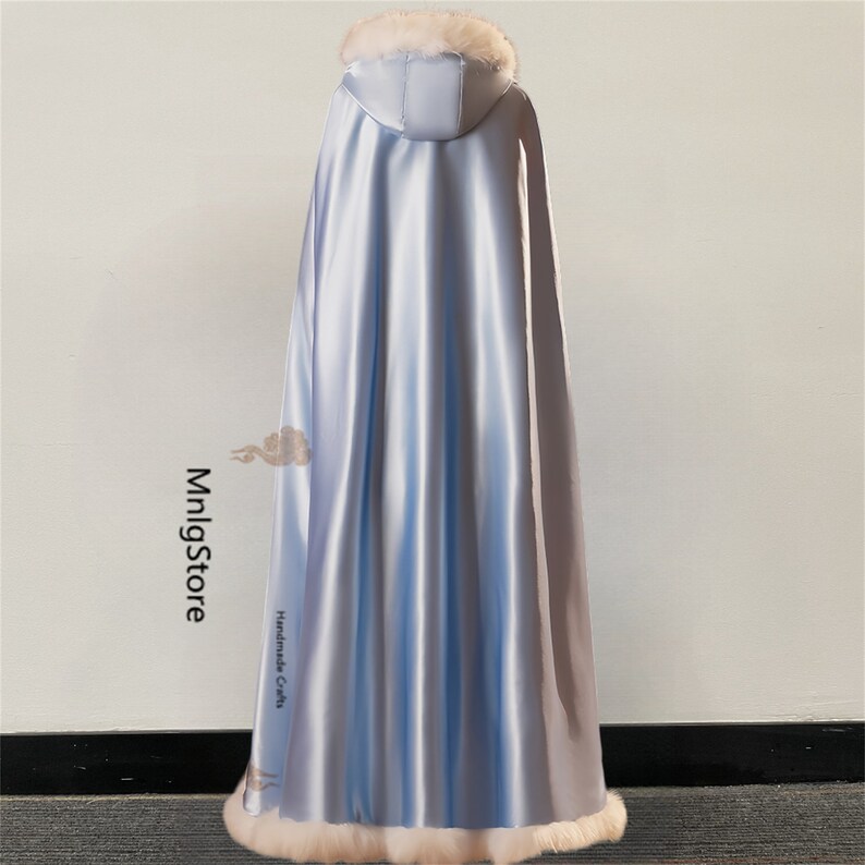 Light Blue Cape, Wedding Cape, Hooded Cape for Bride, Warm Cape ...