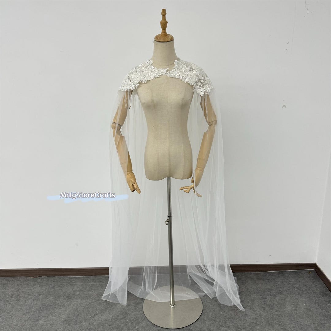 Floral Cape Veil, Floor Length Cape, Flower Wedding Cape, Wedding Dress ...