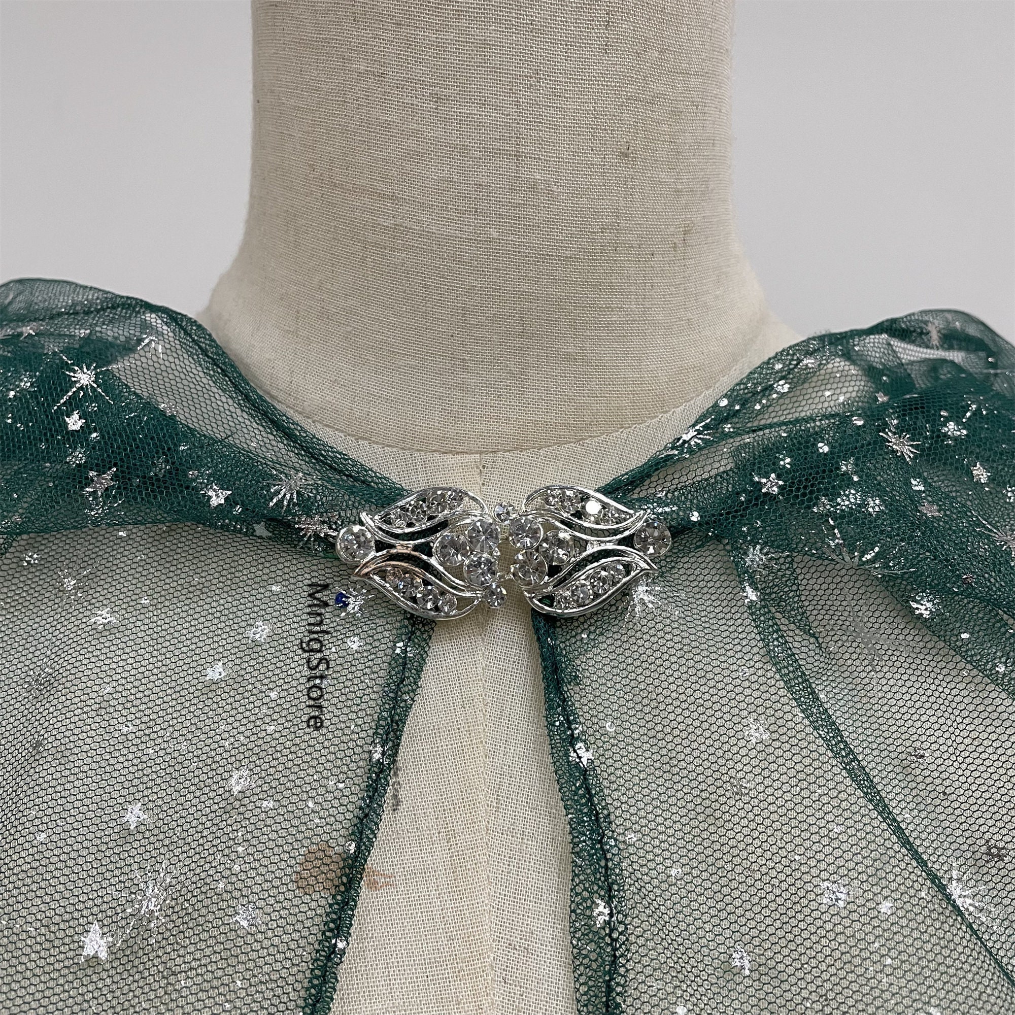 Dark Green Cape, Hooded Cape, Shimmer Star/moon Embellishments Cape ...