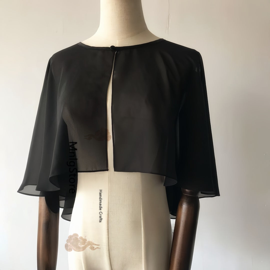 Chiffon Shawl, Short Bridal Gown Cape, Prom Dress Cape, Fairy Cape for ...