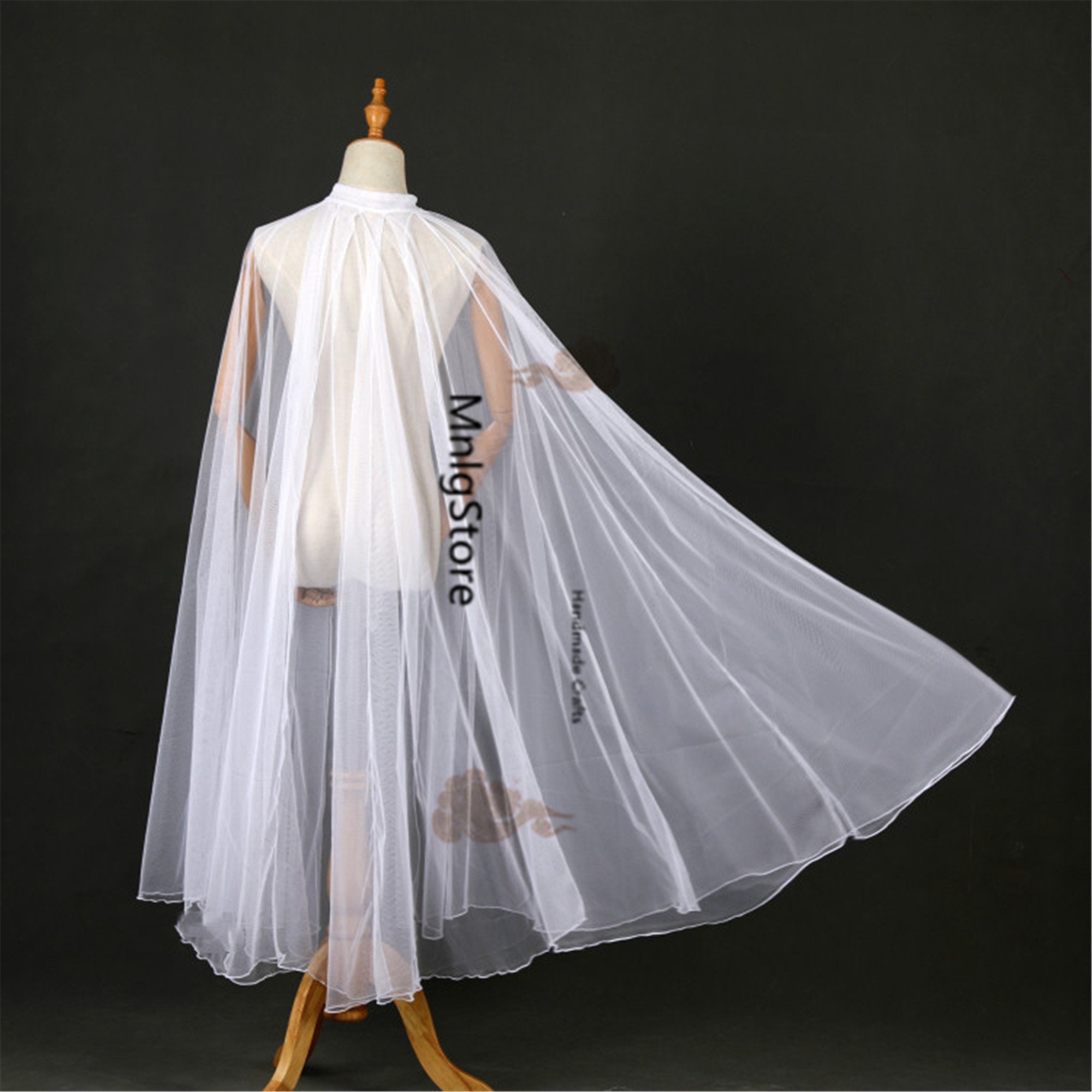 White Tulle Cape, Long Fairy Cape, Wedding Cape, Bridal Cape, Princess ...