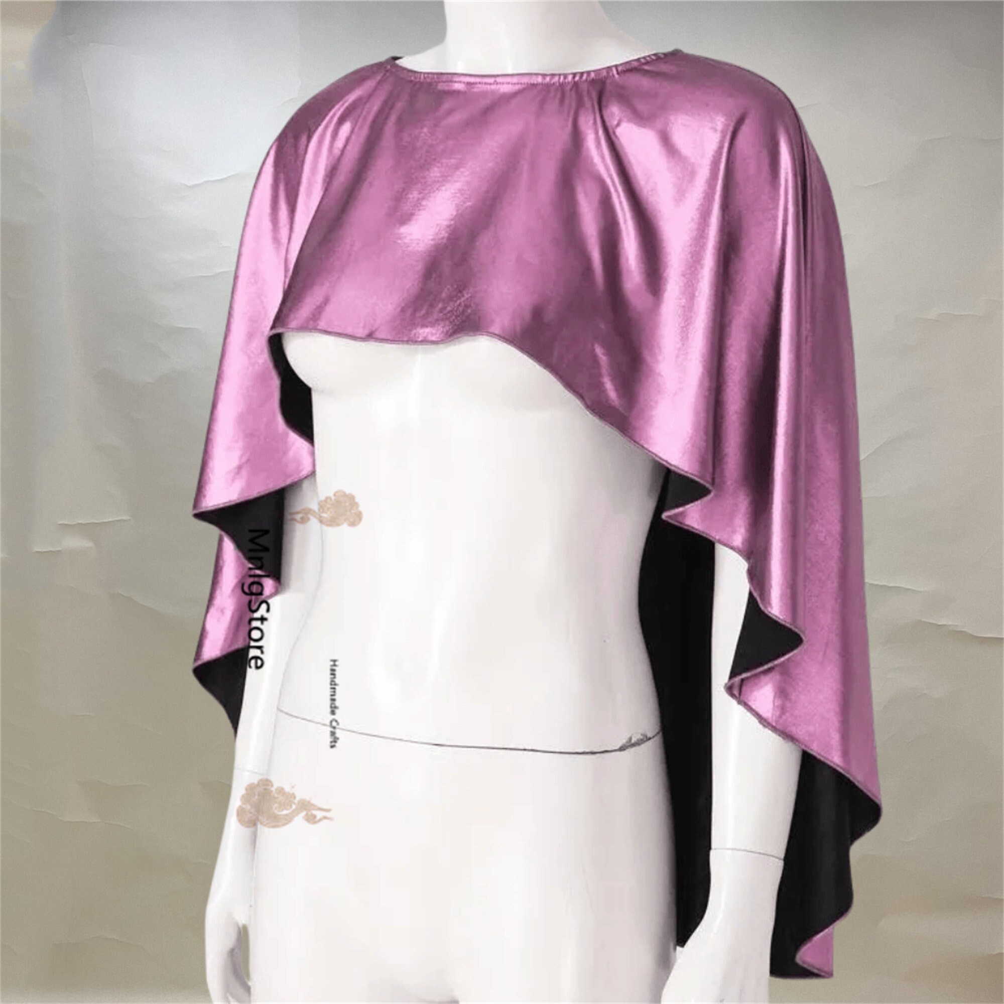 New Shiny Cape, Sleeveless Cape, Attire Shawl, Asymmetric Front and ...