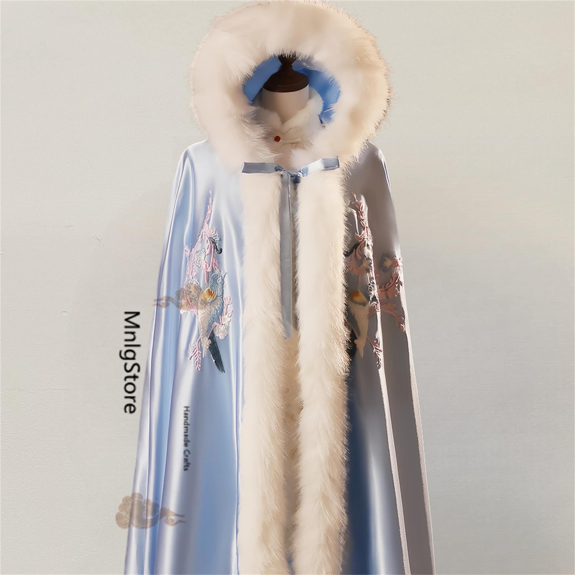 Light Blue Cape, Wedding Cape, Hooded Cape for Bride, Warm Cape ...