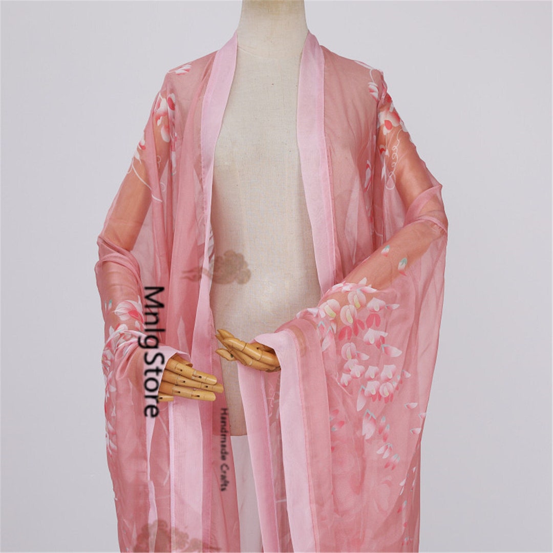 Pink Floral Cape, Wide Sleeve Cape, Long Fairy Cape, Princess Cape ...