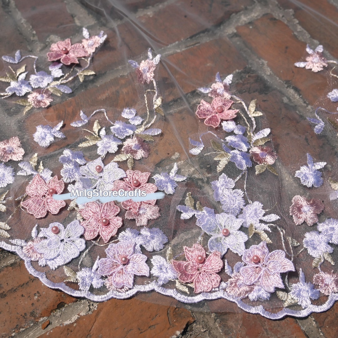 Pink and White Floral Wedding Veil, 3D Flower Veil With Beads ...