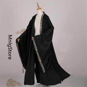 Black Jacquard Fabric Cape, Side Sleeve Cape, Black Cosplay Gown ...