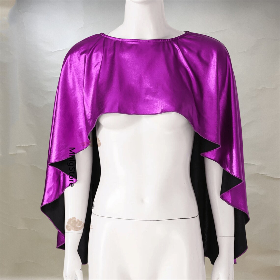 New Shiny Cape, Sleeveless Cape, Attire Shawl, Asymmetric Front and ...