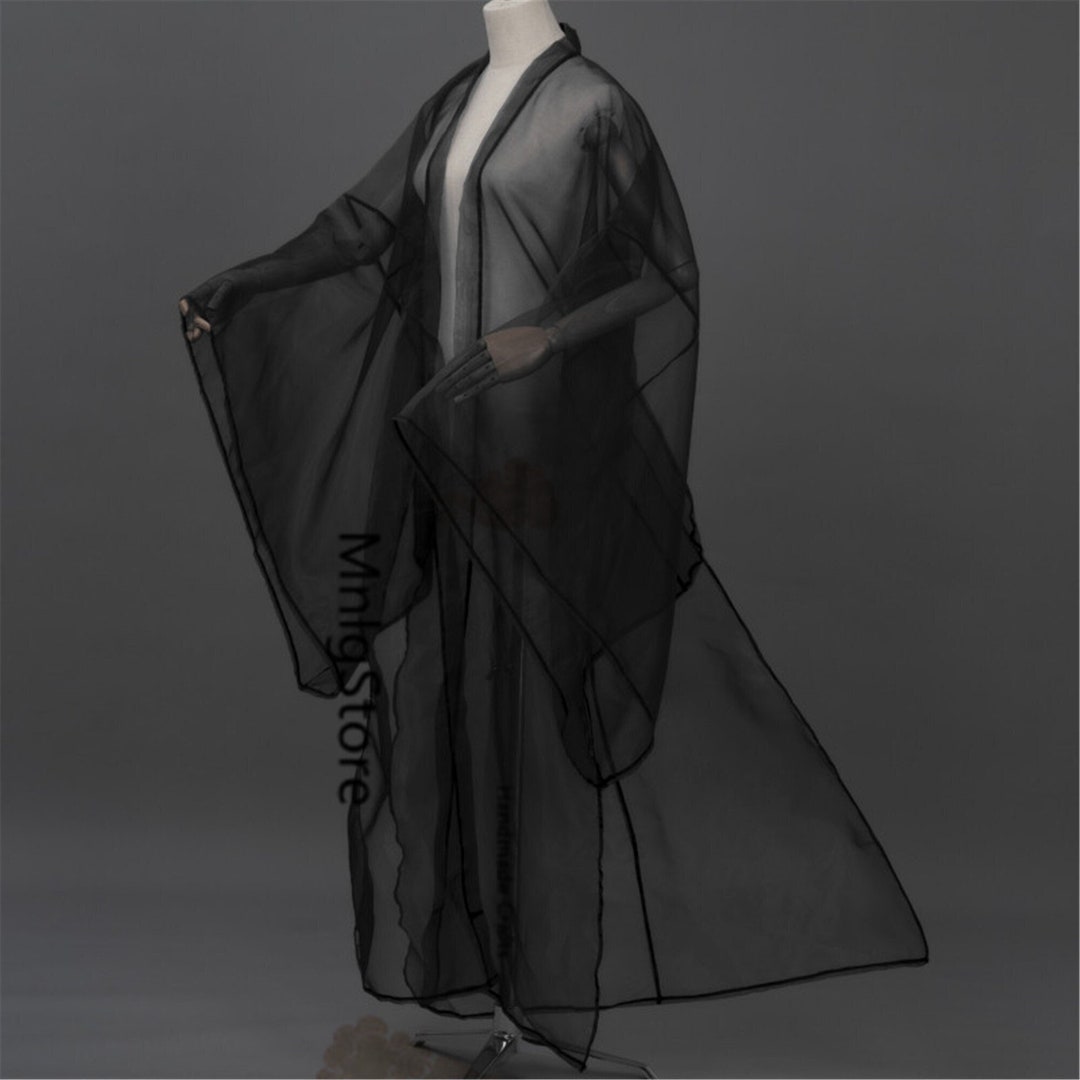 Black Tulle Cape, Long Sleeve Cape, Men Cape, Cosplay Cape, Wide Sleeve ...