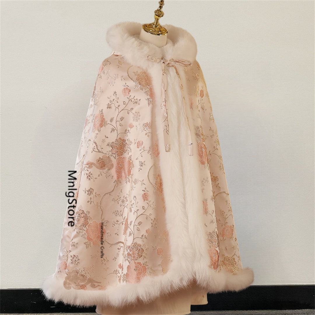 Pink Cape, Sweet Princess Cape, Hooded Cape, Short Cape, Wedding Dress ...