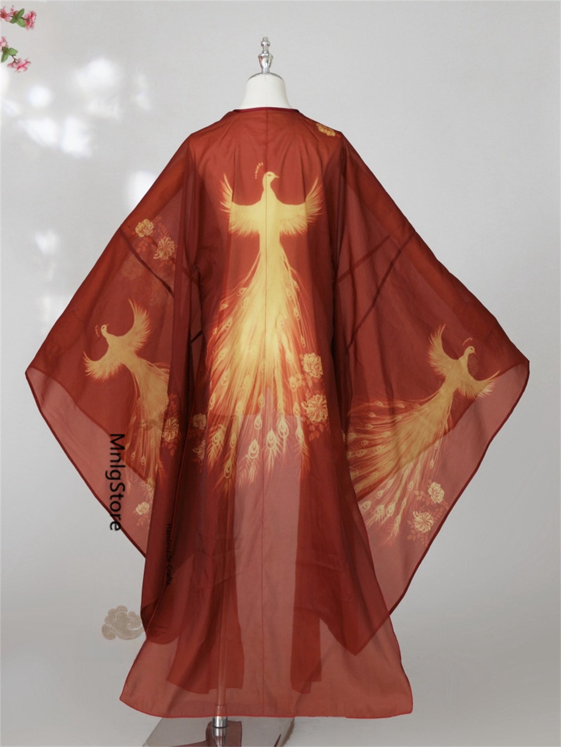 Dark Red Cape, Wide Sleeve Cape, Dancing Cape, Phoenix Fabric Cape ...