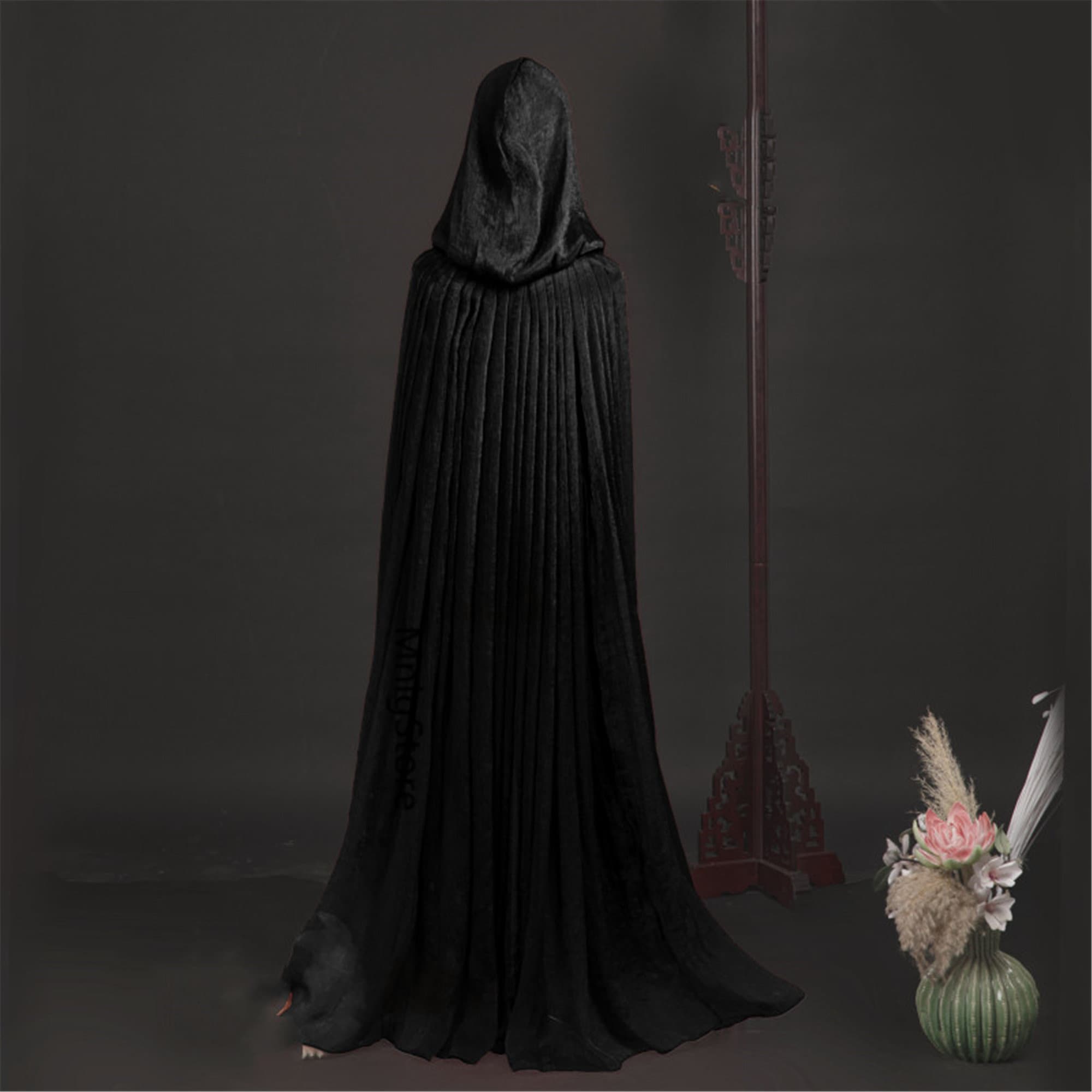 Black Cape, Hooded Cape, Chiffon Cape, Long Cape, Halloween Cosplay ...