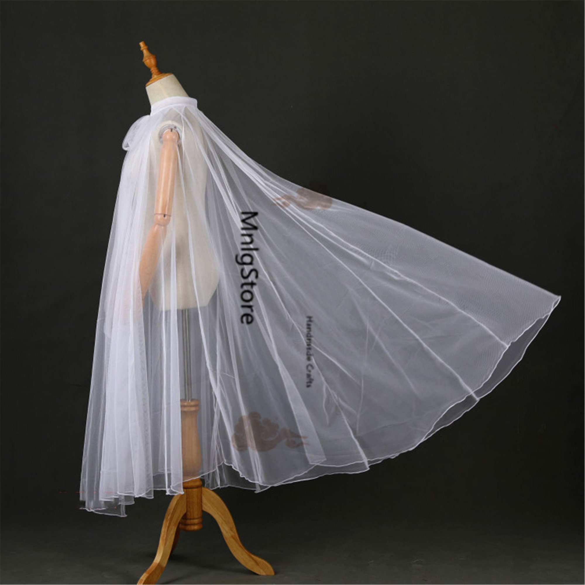 White Tulle Cape, Long Fairy Cape, Wedding Cape, Bridal Cape, Princess ...
