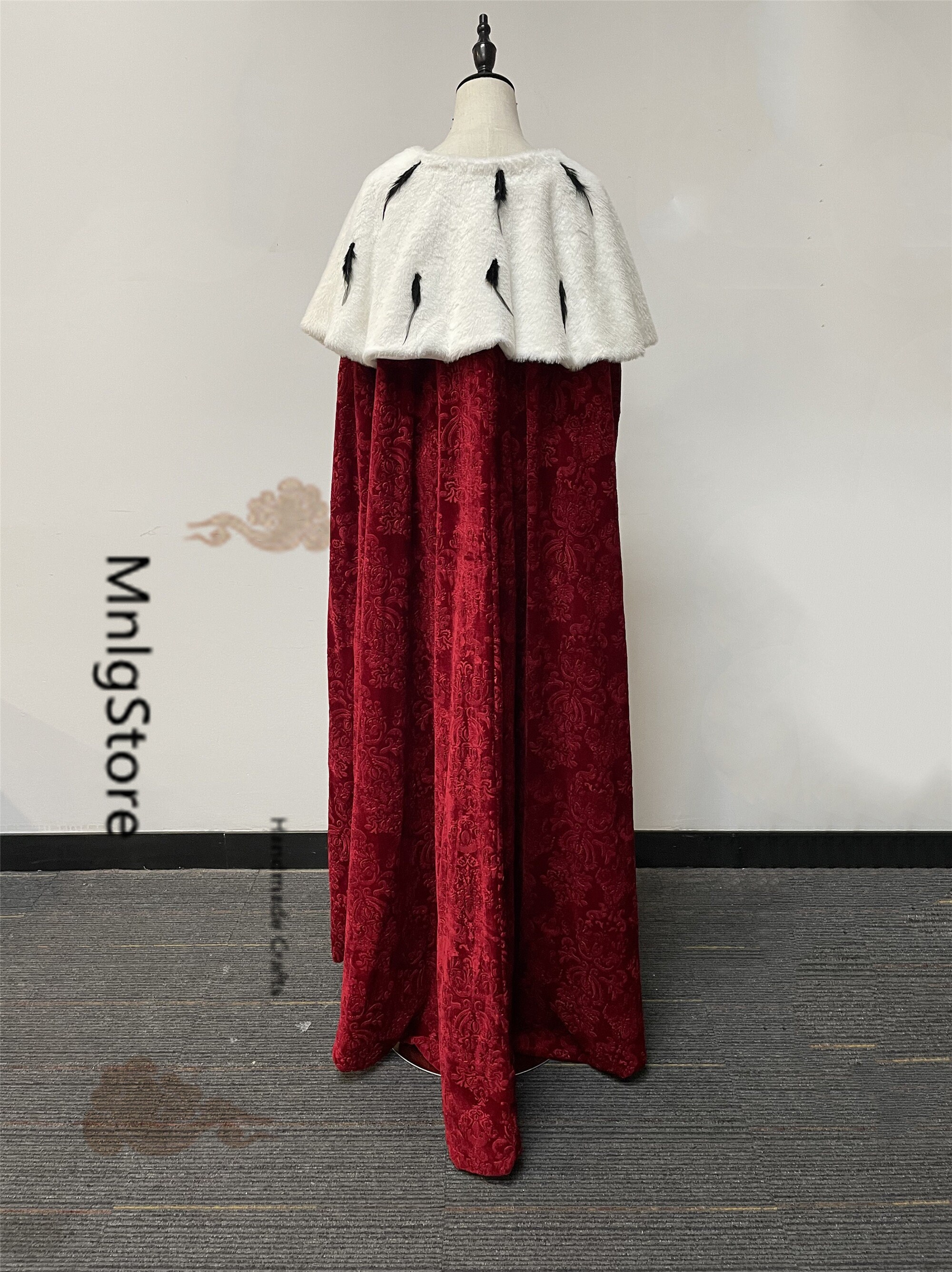 Cosplay Cape, Black Feather Cape, Velvet Cape, Halloween Cosplay Cloak ...