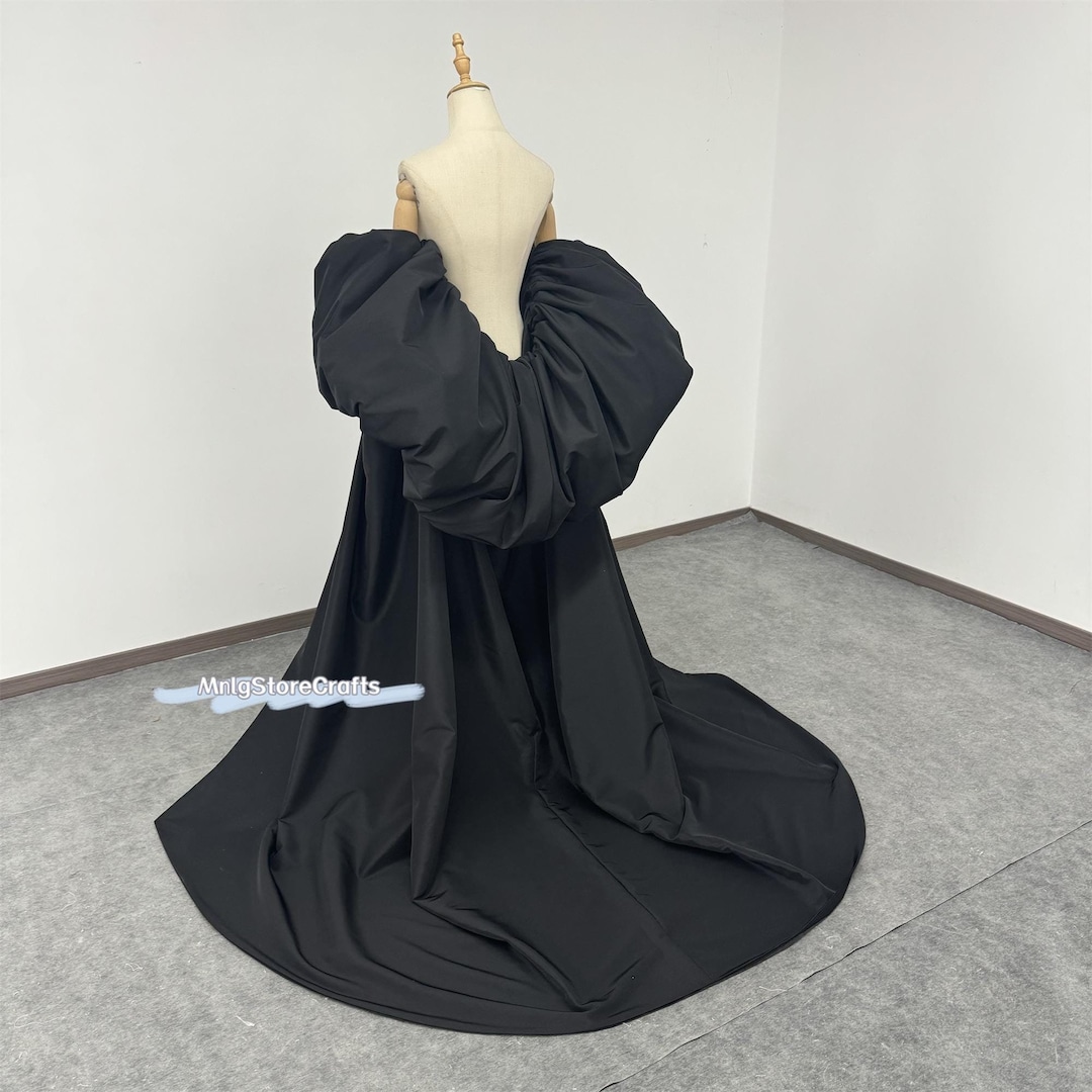 Black Cape, Off-the-shoulder Cape, Puff Sleeves Cape, Pageant Cape for ...