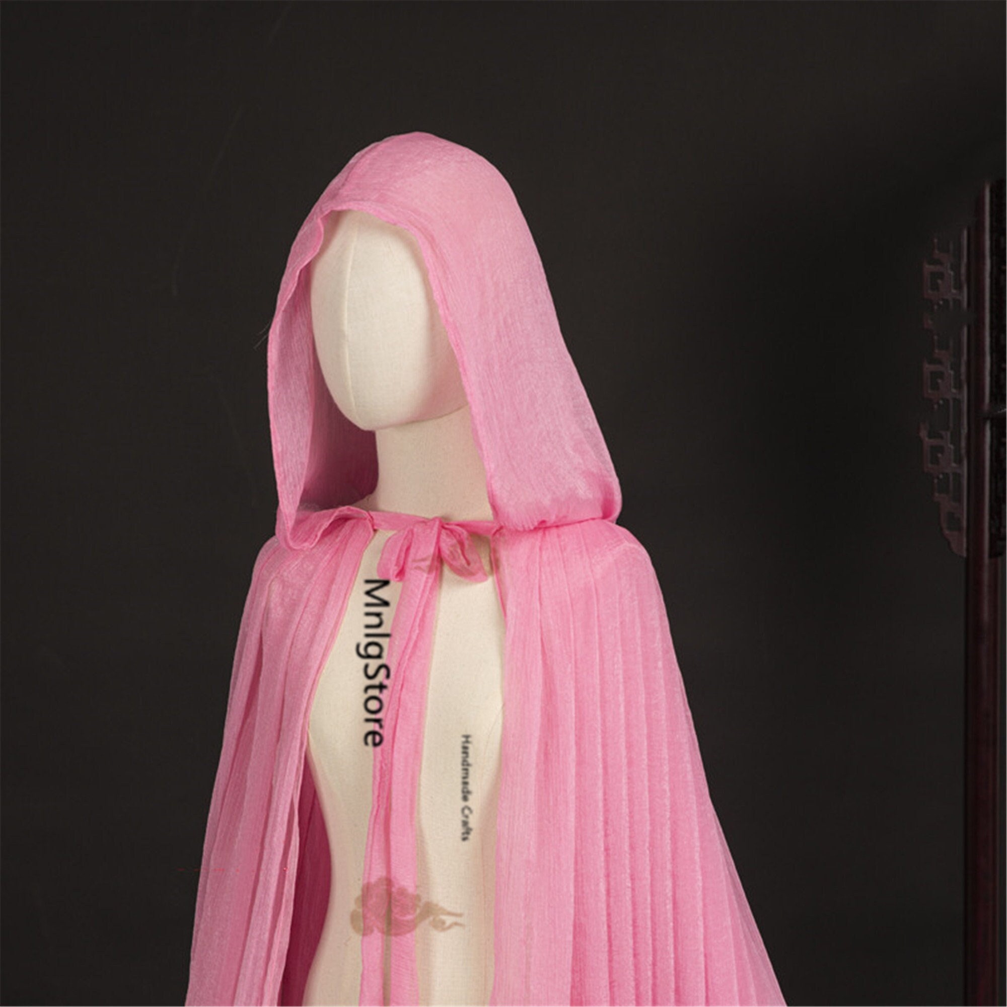 Pink Cape, Hooded Cape, Chiffon Cape, Long Fairy Cape, Princess Cape ...