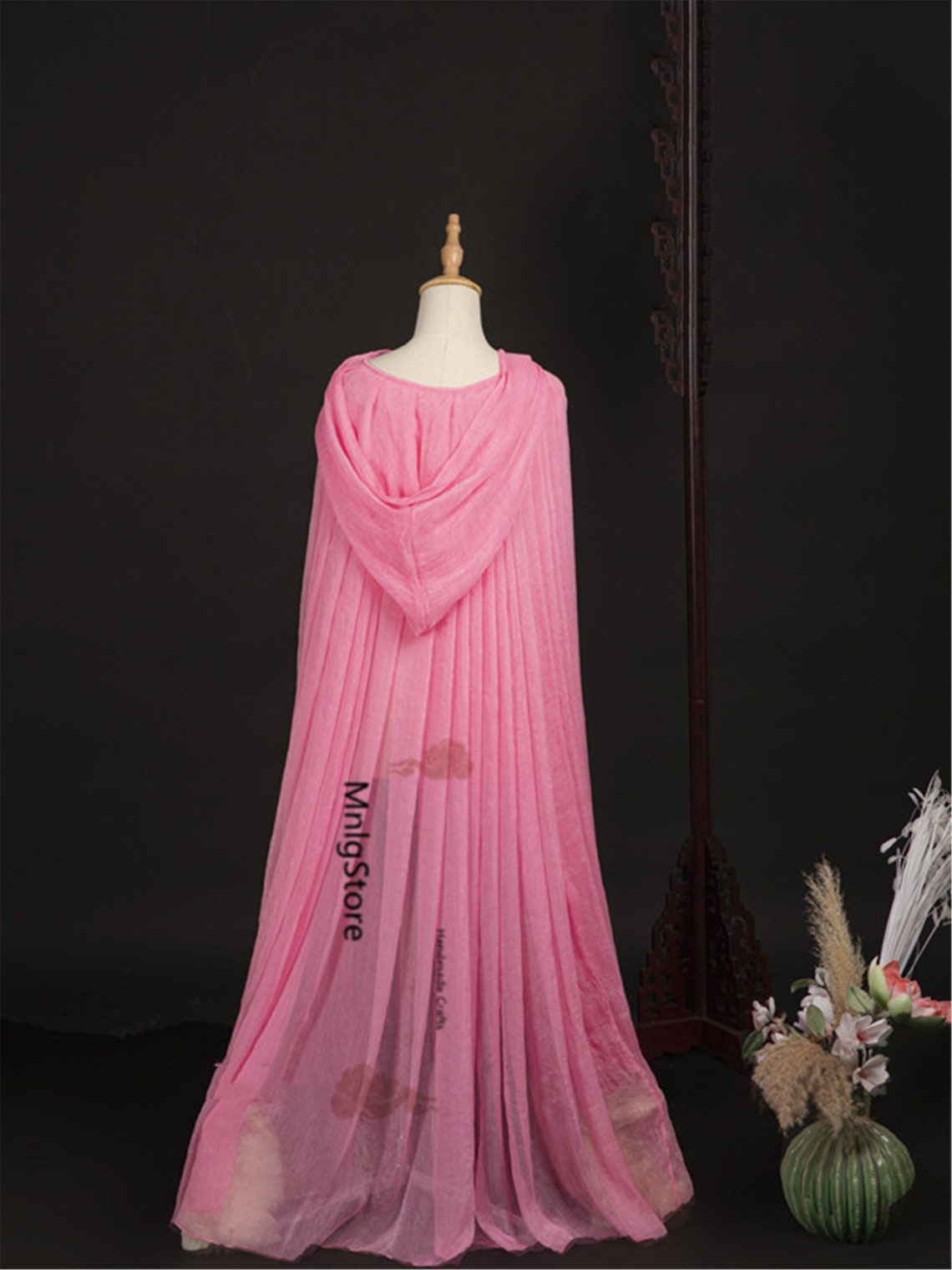 Pink Cape, Hooded Cape, Chiffon Cape, Long Fairy Cape, Princess Cape ...