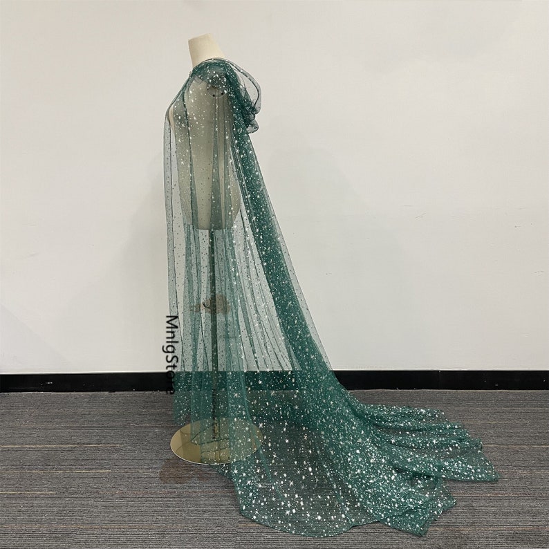 Dark Green Cape, Hooded Cape, Shimmer Star/moon Embellishments Cape ...