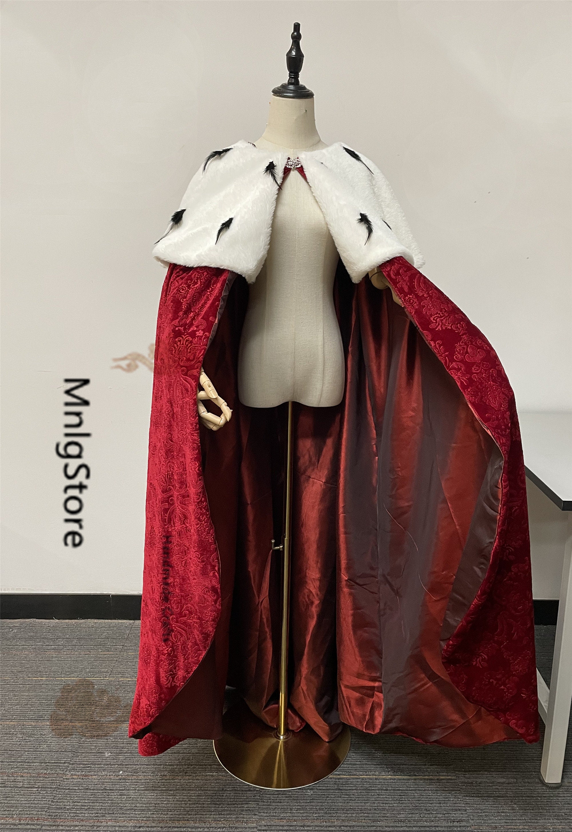 Cosplay Cape, Black Feather Cape, Velvet Cape, Halloween Cosplay Cloak, Queen/king Cosplay Cape ...