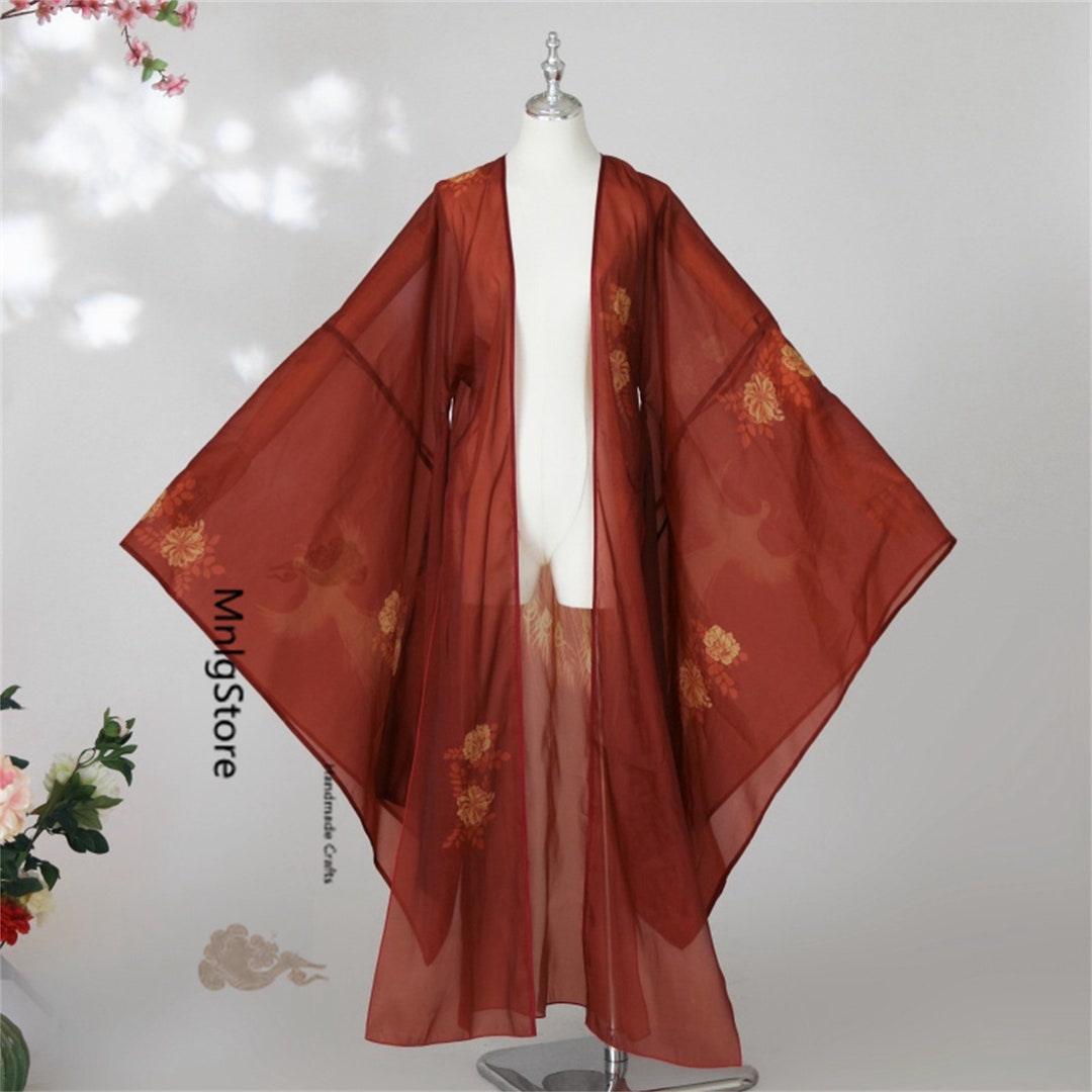 Dark Red Cape, Wide Sleeve Cape, Dancing Cape, Phoenix Fabric Cape ...