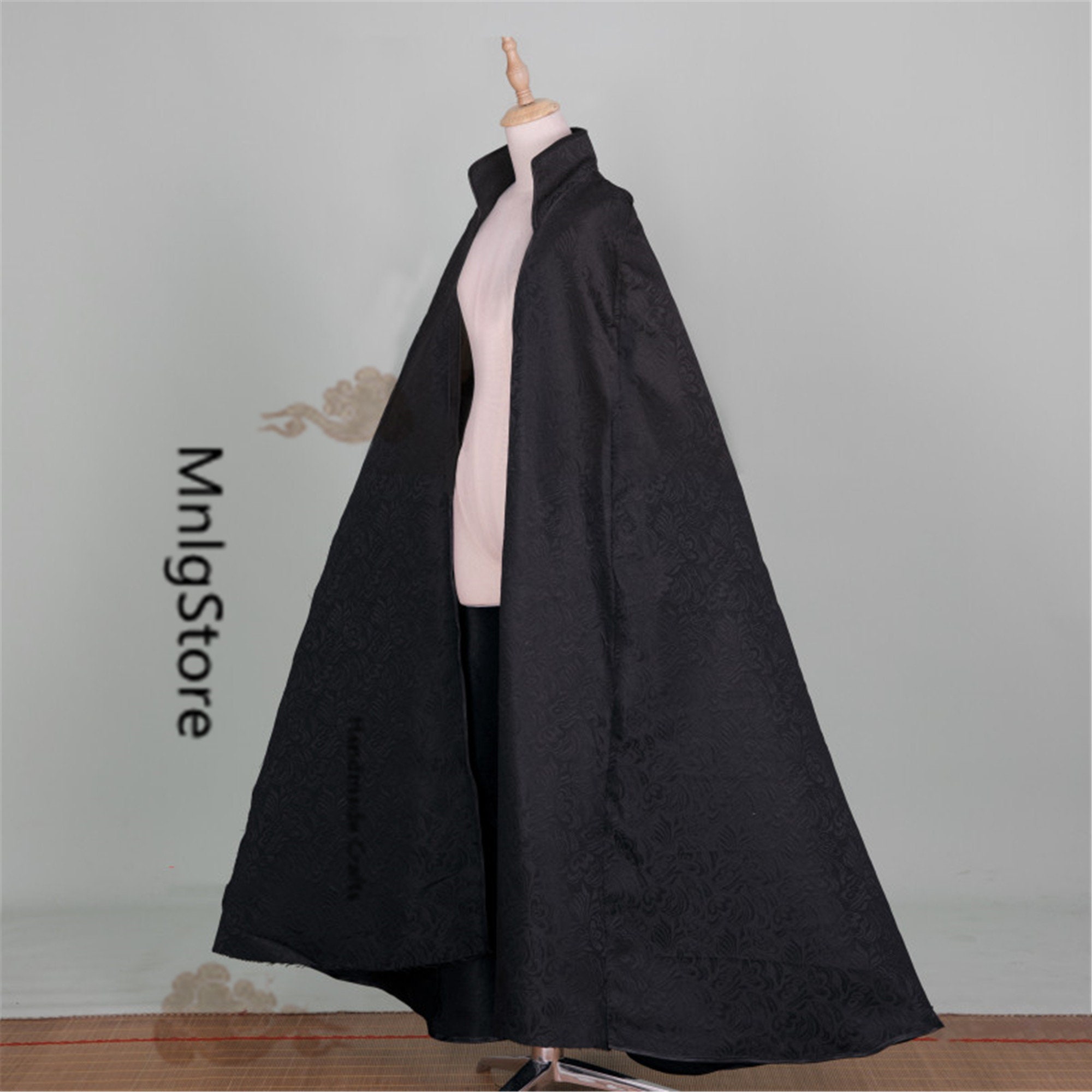 Black Cape, Halloween Cosplay Cape, Men Cloak With Stand Collar ...