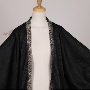 Black Jacquard Fabric Cape, Side Sleeve Cape, Black Cosplay Gown ...