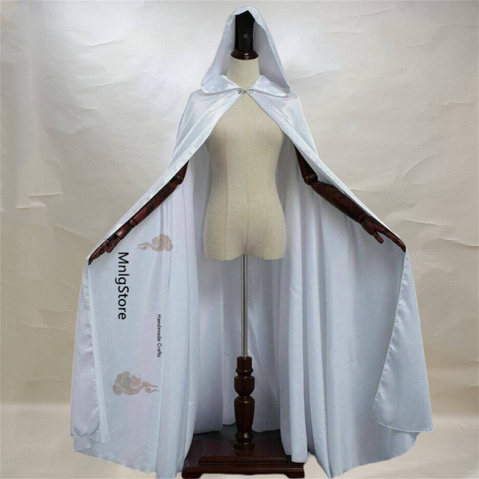 Vintage-style Hooded Cape, Large Hem Cape, Halloween Cape, Black/white ...