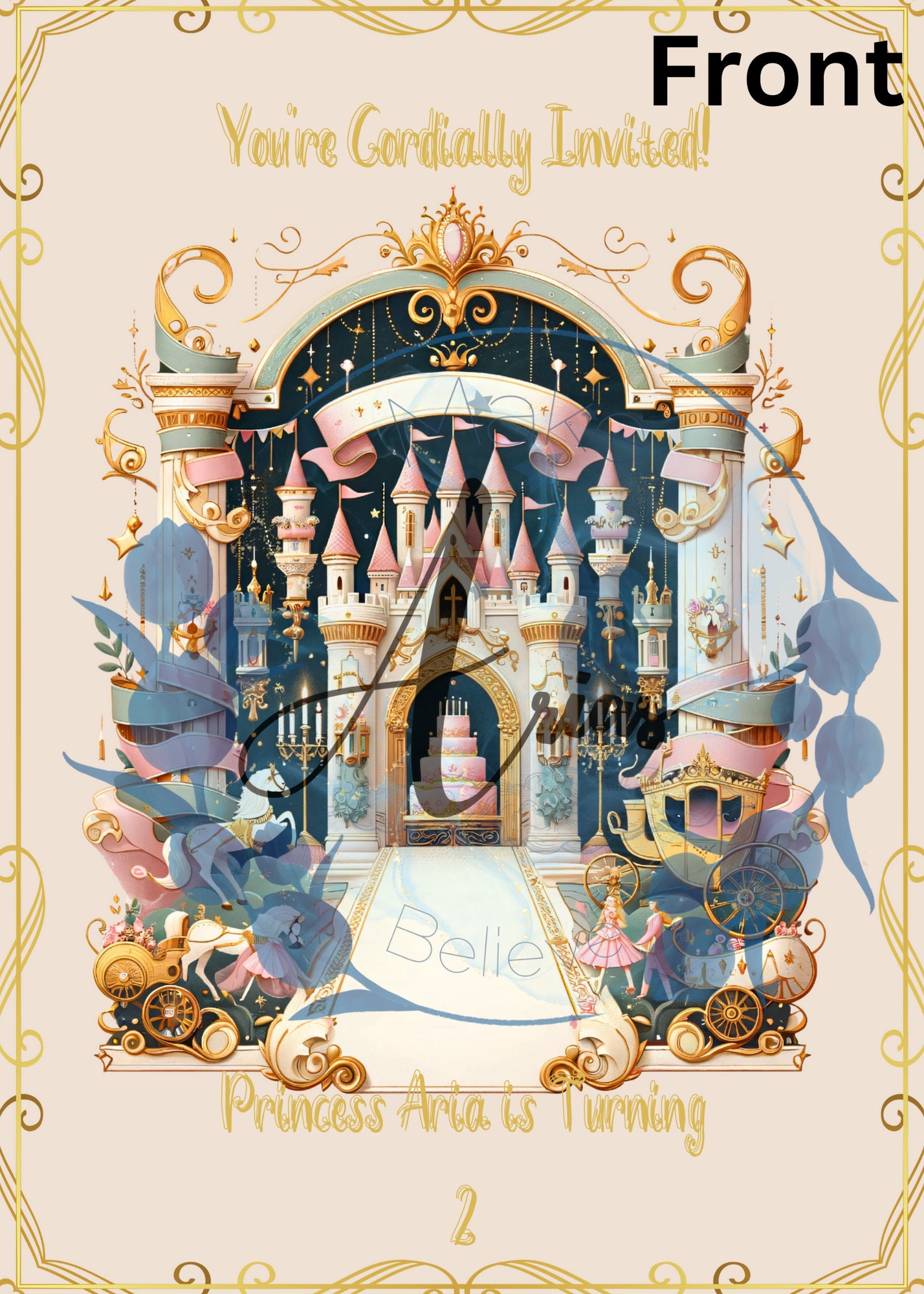 Princess Ball Birthday Digital Invitation Editable Template. It's ...