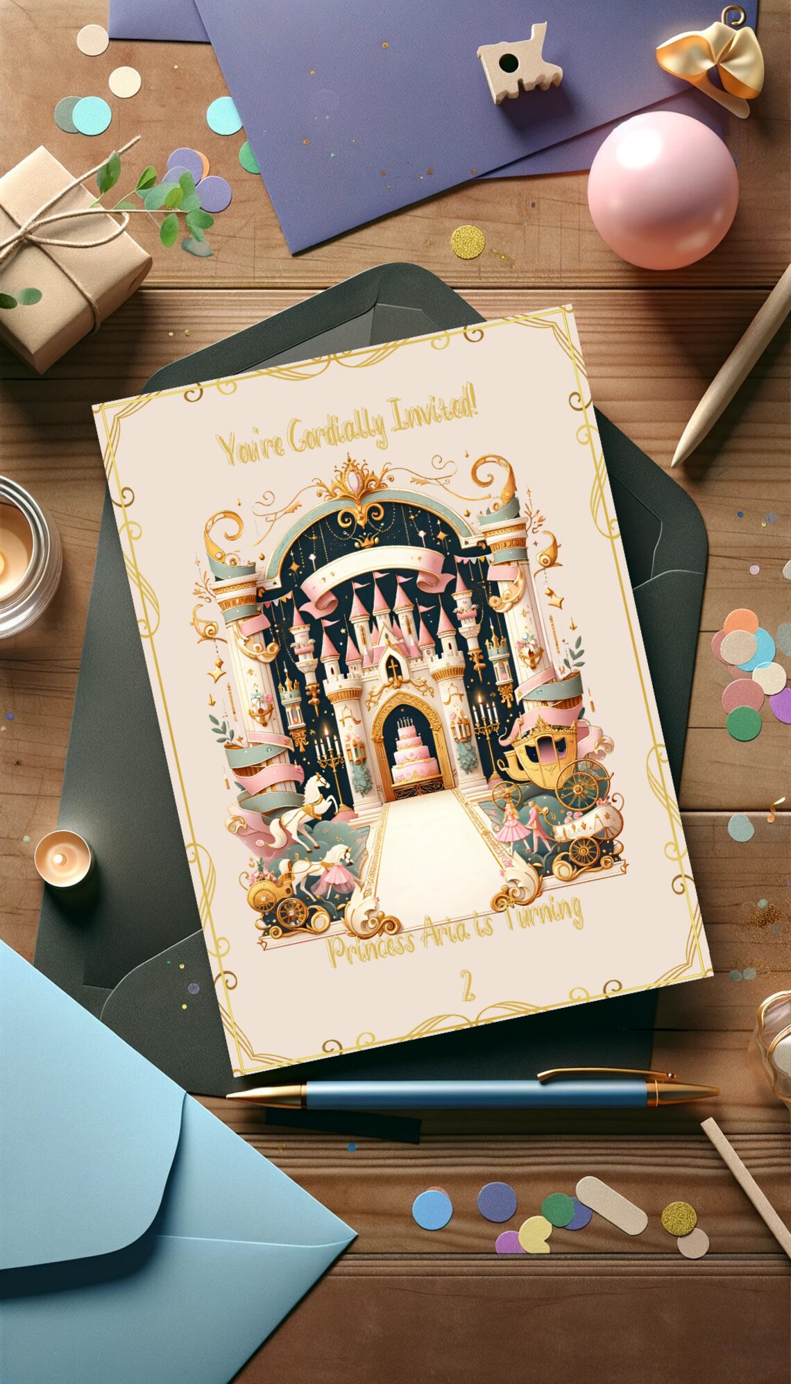 Princess Ball Birthday Digital Invitation Editable Template. It's ...