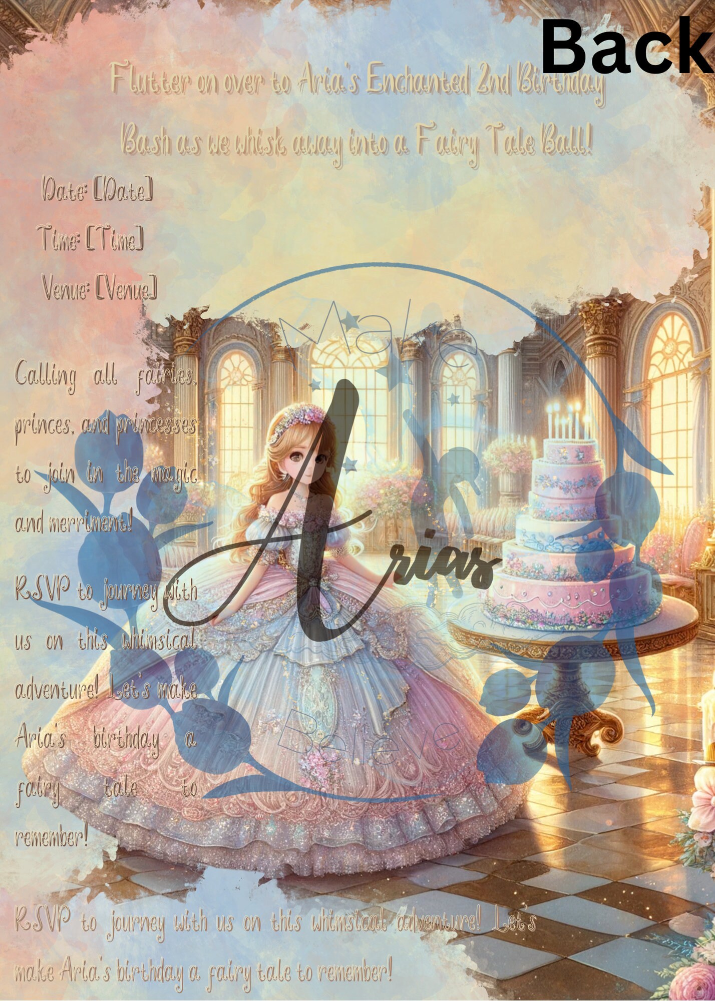 Princess Ball Birthday Digital Invitation Editable Template. It's ...