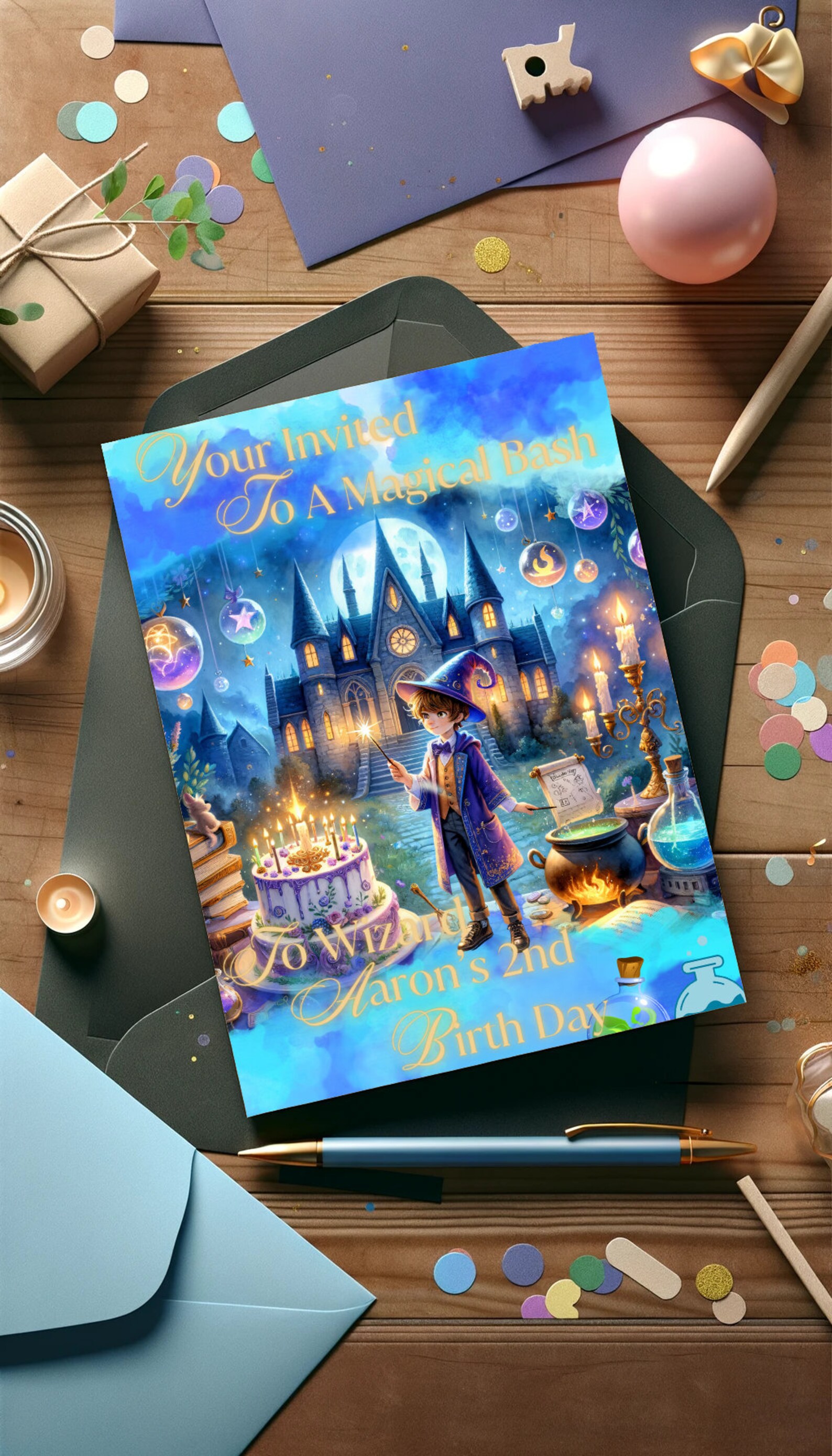 Wizard Birthday Digital Invitation Editable Template. It's Printable ...