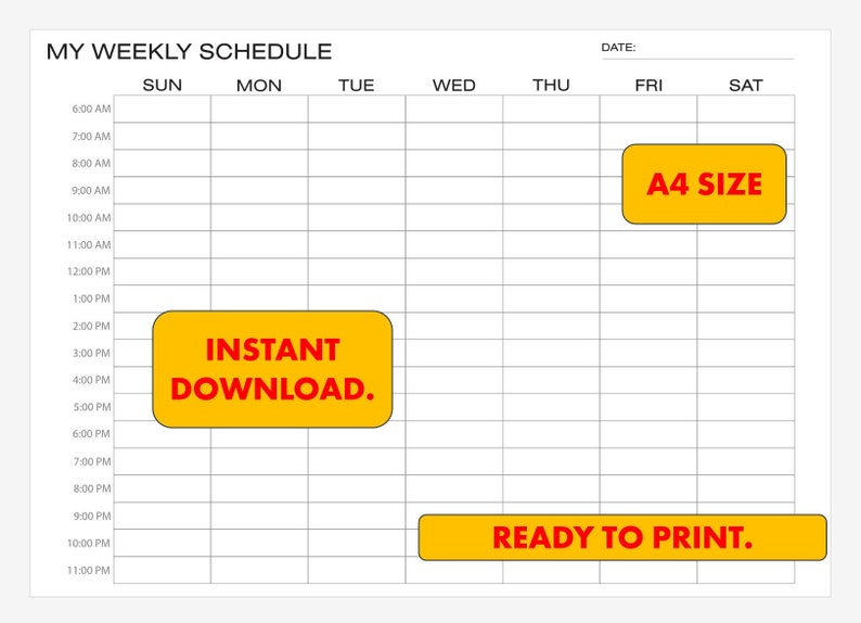 Weekly Planner - Instant Download - Ready to Print PDF - Etsy