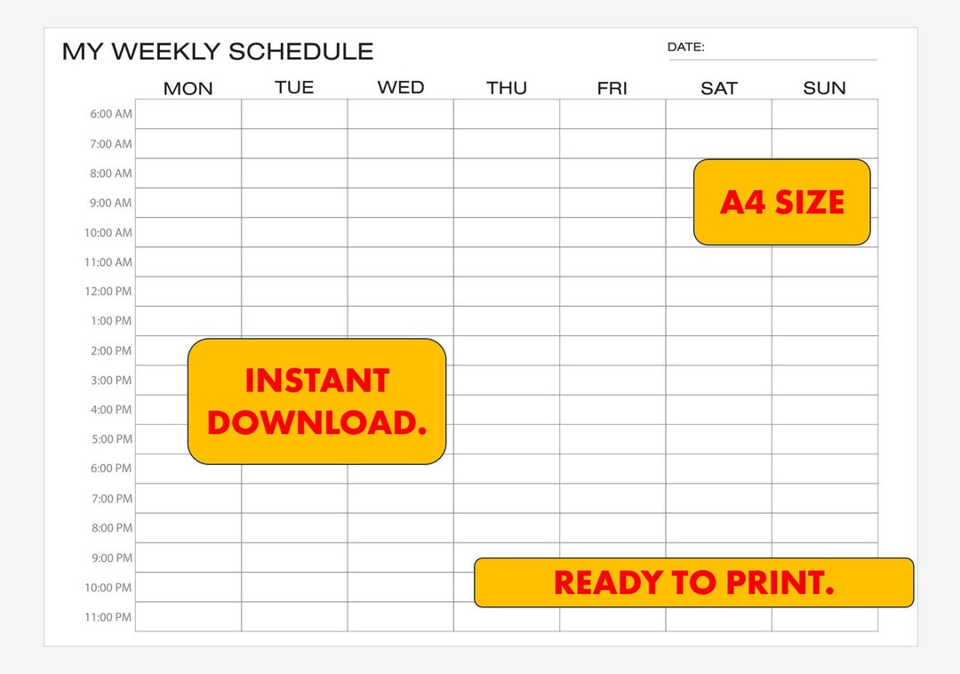 Weekly Planner - Instant Download - Ready to Print PDF - Etsy