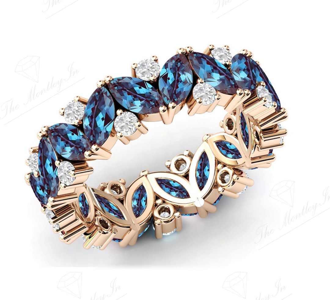 Vintage Alexandrite Full Eternity Band for Women Marquise Cut ...