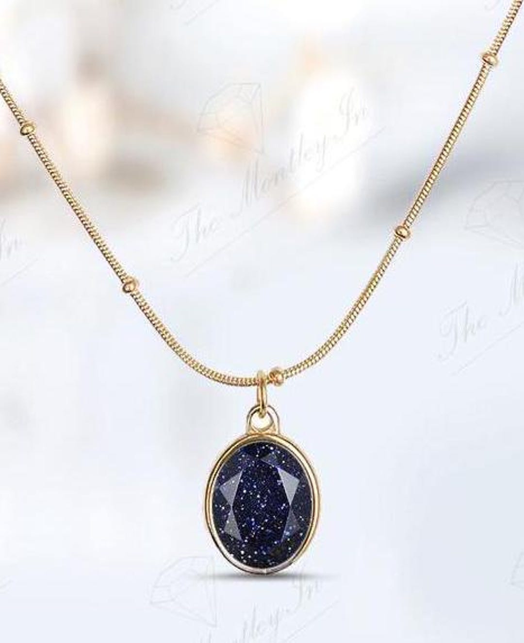 Unique Blue Sandstone Wedding Pendant 925 Sterling Silver Statement ...