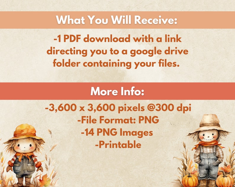 Watercolor Fall Scarecrow Clipart Bundle Cute Digital - Etsy