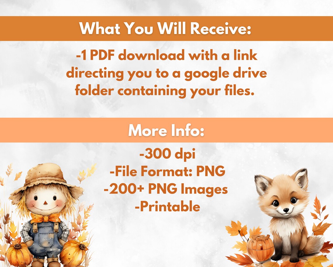Watercolor Fall Clipart Mega Bundle Cute Digital Fall Printable PNG ...