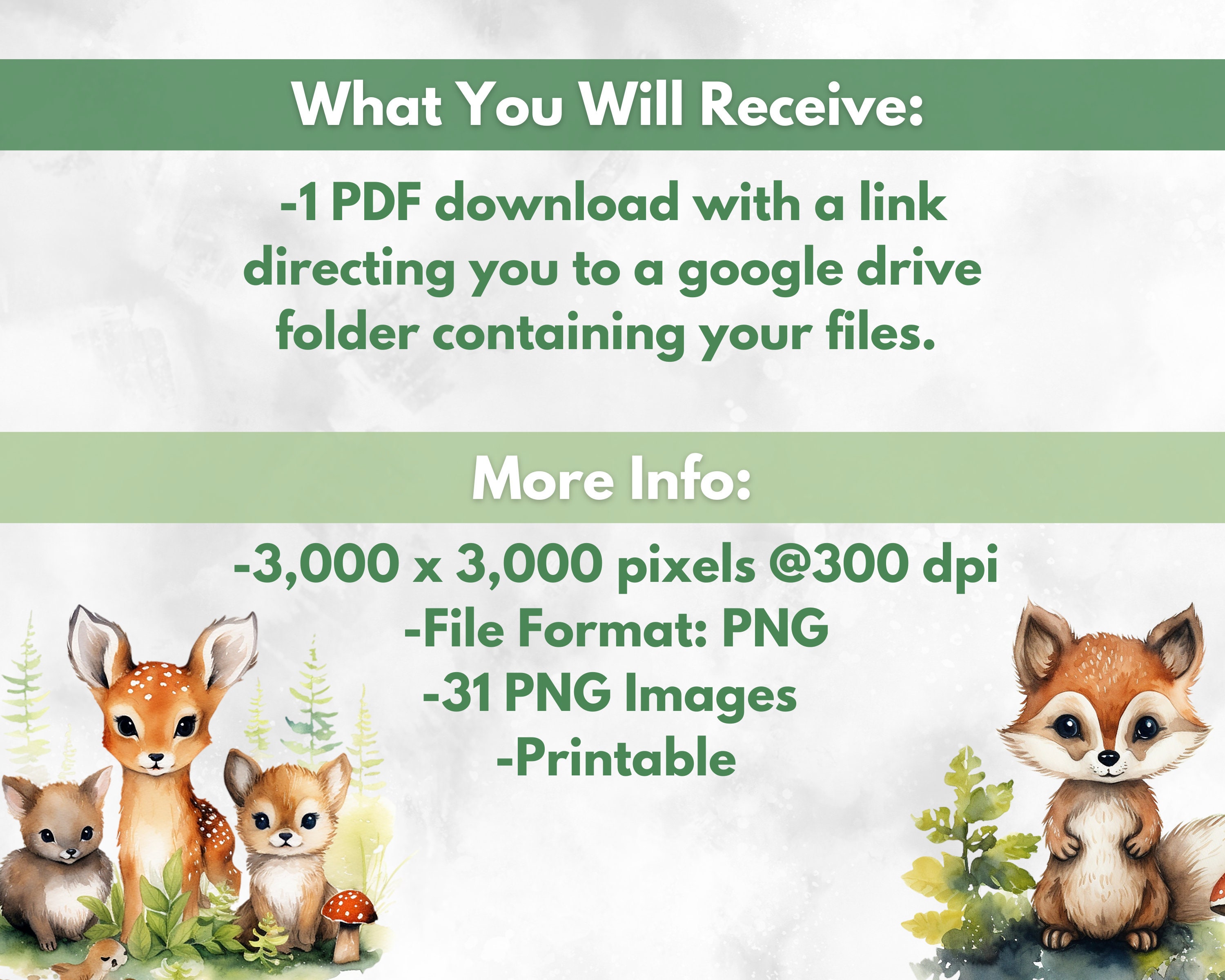 Watercolor Woodland Animals Clipart Bundle Cute Digital Baby Animal ...