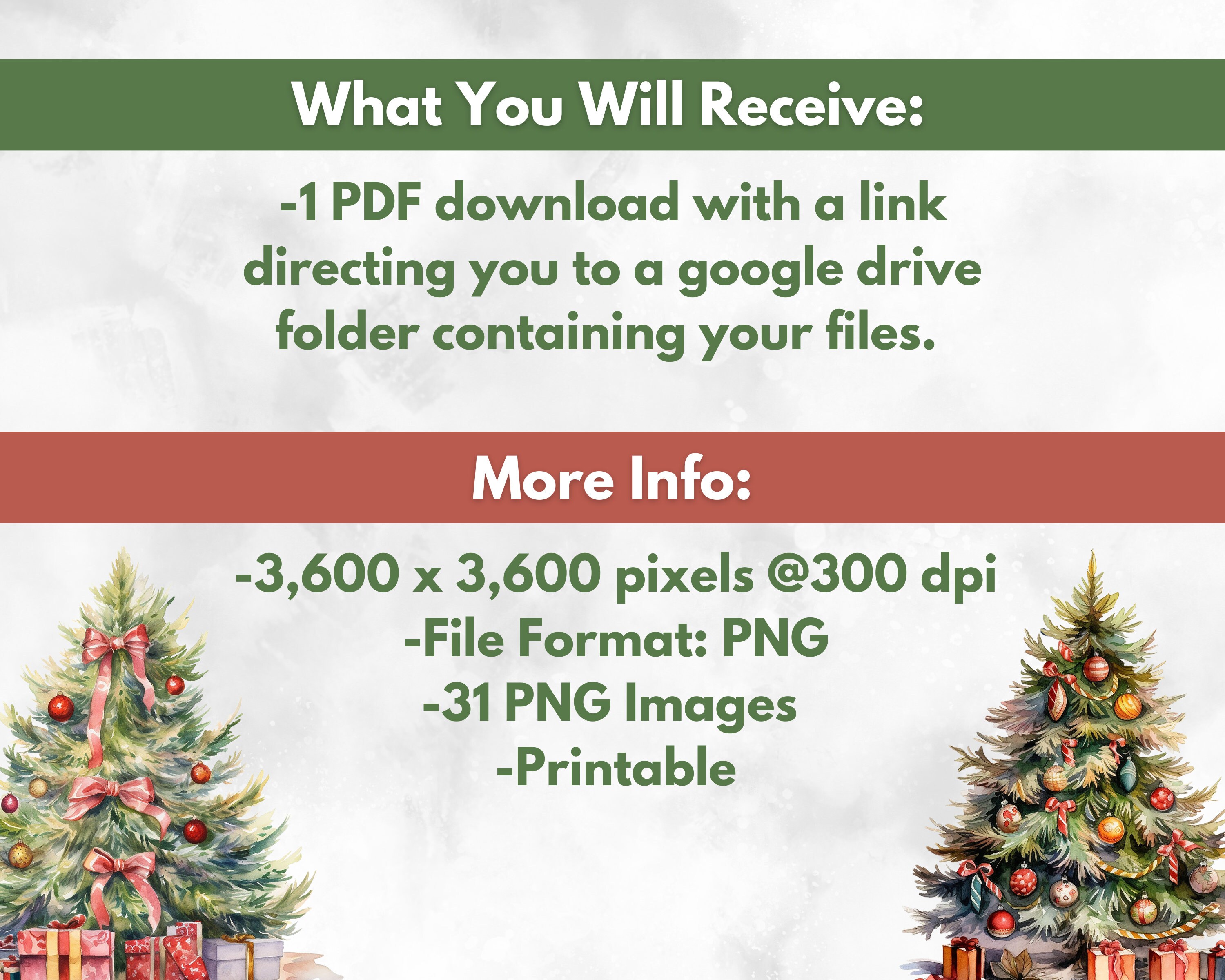 Watercolor Christmas Tree Clipart Bundle Tree PNG Printable Images for ...