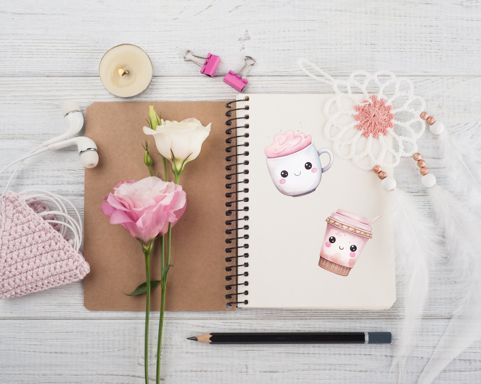 Watercolor Cute Coffee Cup Clipart, Coffee Love, Kawaii Coffee Cups ...