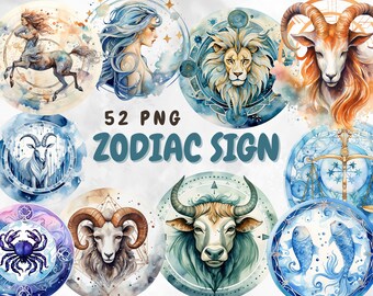 Zodiac Sign Clipart Bundle Zodiac PNG Images for Commercial Use ...