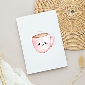 Watercolor Cute Coffee Cup Clipart, Coffee Love, Kawaii Coffee Cups ...